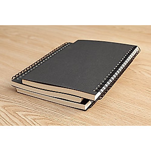 TWONE 3 Packs Soft Cover Notebook with Lined Paper Black Spiral Notebooks with 100 Ruled Pages 50 Sheets Memo Notepads for Home School Travel, 8.25 x 5.55 inch