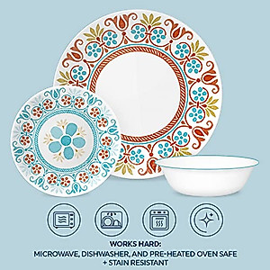 Corelle Terracotta Dreams Dinnerware Set for 6, 18 Pieces | Dinner Plates, Appetizer Plates, and 18 Oz Bowls | Dishwasher, Microwave, and Freezer Safe | Proudly Made in the USA