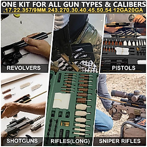 iunio Universal Gun Cleaning Kit, with Mat and Case, Full Brass Jags, Rods and Adapters, for All Guns, Rifle, Shotgun, Handgun, Pistol, Hunting, Shooting, All Caliber