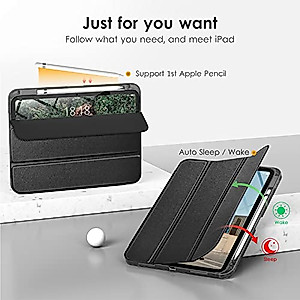 VIKESI Case for iPad (A16) 11-inch 2025 and iPad 10th Generation 10.9 Inch 2022, Clear Back and TPU Shockproof Frame Cover [Built-in Pencil Holder, Support Auto Sleep/Wake] - Black Opal