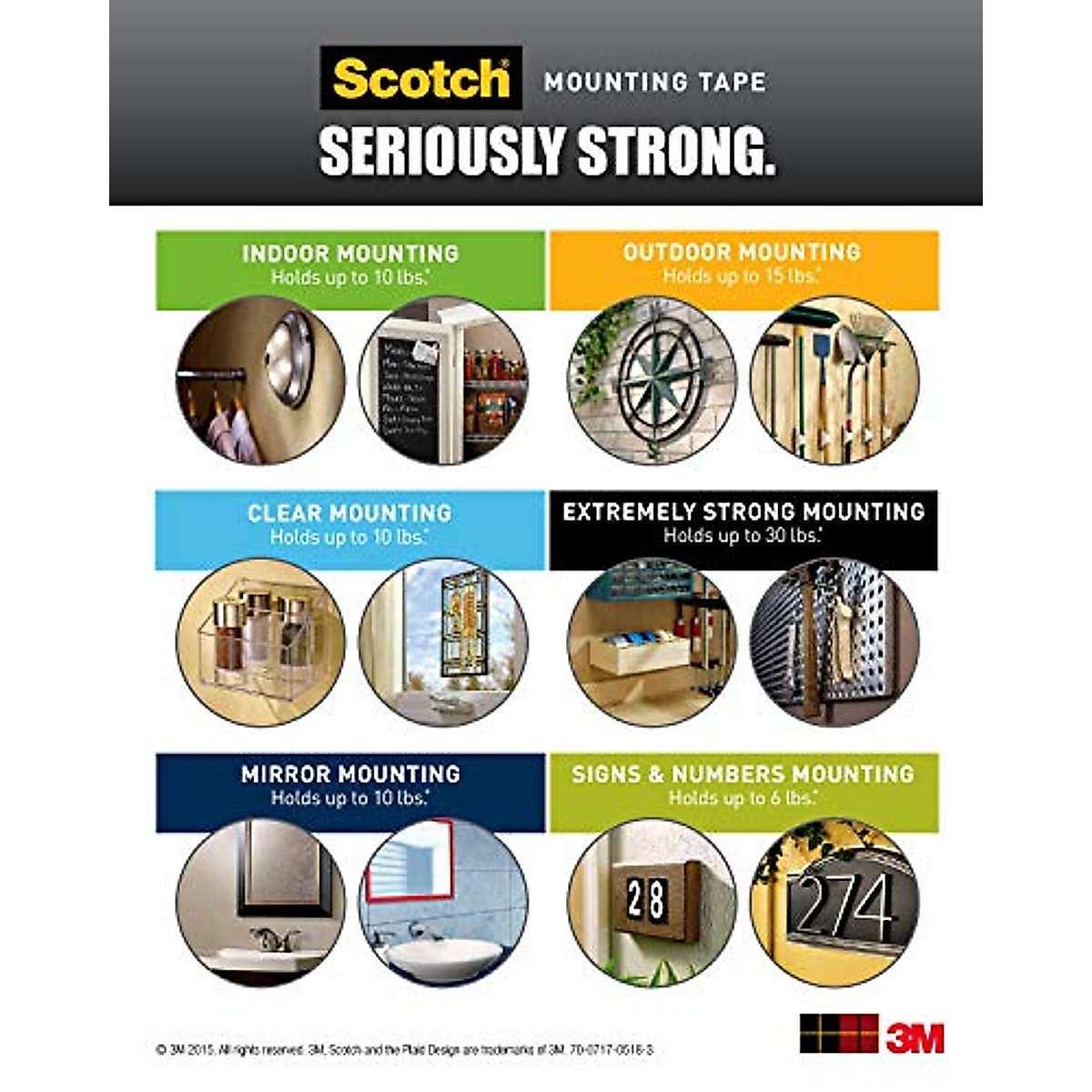Scotch Indoor Mounting Tape, 3/4-in x 350-in, White, Holds up to 2 lbs, 1-Roll (110-Long)