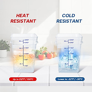 STEELUS 4 Pack Food Storage Containers, 22 Quart with Lids, Square Commercial Containers with Scale, Clear NSF Food Organizing, Polycarbonate