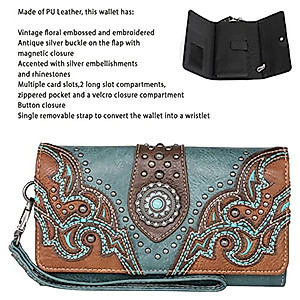 Montana West Womens Wallet Clutch Wallets Credit Card Coin Bill Try Fold Accordion (Patina Buckle Black)