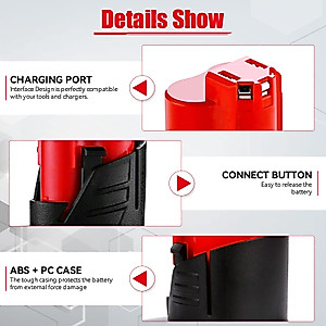VINIDA 2Packs 12V 6.0Ah Lithium Replacement for Milwaukee M 12 Battery 48-11-2411 48-11-2420 48-11-2401 48-11-2402 48-11-2440 Compatible with Milwaukee Battery 12V Cordless Power Tools