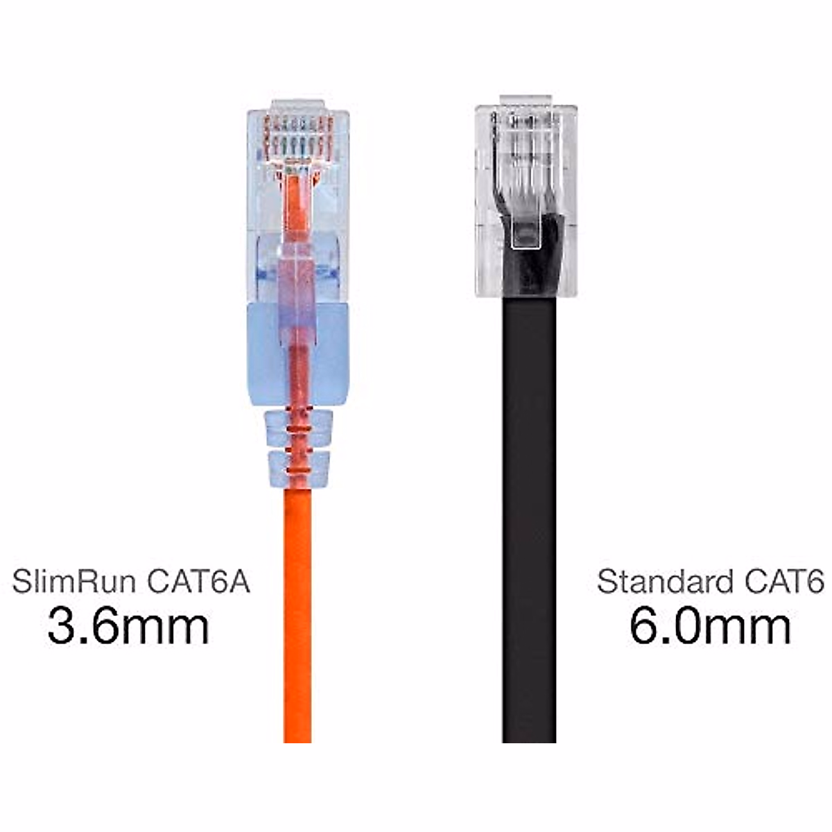 Monoprice SlimRun Cat6A Ethernet Patch Cable - Network Internet Cord - RJ45, 550Mhz, UTP, Pure Bare Copper Wire, 10G, 30AWG, 7 Feet, Orange- Pack of 5