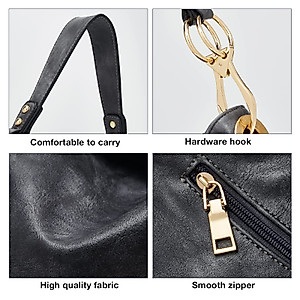 FOXLOVER Shoulder Hobo Handbags for Women Faux Leather Large Capacity Bucket Tote Bag Minimalist Style