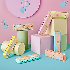 Hape Blues Harmonica | 10 Hole Wooden Musical Instrument Toy for Kids, Red