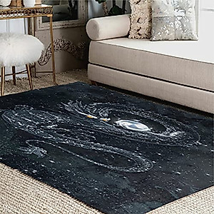 ALAZA Dark Starry Night Dragon Area Rug Rugs for Living Room Bedroom 7' x 5'