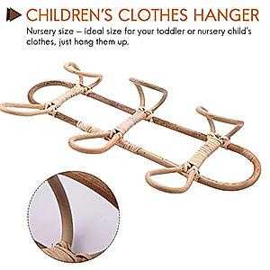 Pteanecay Rattan Clothes Hanger for Kids,Bamboo Garments Baby Hangers Children Organizer Room Nursery Decoration(15.7 * 7.9inch)