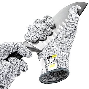 Glove Station Ultra Durable Series Cut Resistant Gloves - Cutting Gloves for Chefs, BBQ and Cooking - Level 5 Protection, Food Grade Safe Cut - Grey, Medium Size