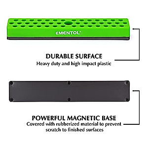 EMENTOL 1/4" Magnetic Bits Holder - Green, 43PCS Hole, Bit Organizer with Strong Magnetic, Magnetic Bits Organizer