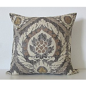 Flowershave357 Ballard Designs Scandicci Gray Antique Damask 18x18 Throw Pillow Cover
