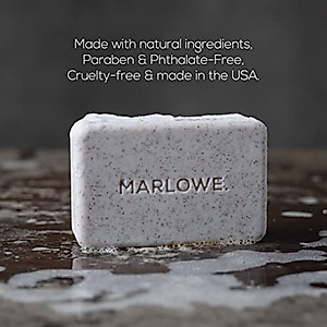 MARLOWE. No. 102 Men's Body Scrub Soap 7 oz | Warm Santal Scent | Best Exfoliating Bar for Men | Made with Natural Ingredients | Green Tea Extract | 6-Pack