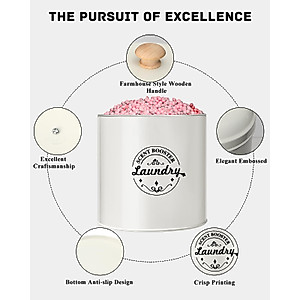Laundry Scent Booster Beads Dispenser Container for Laundry Room Organization. Laundry Containers for Organizing. Metal Farmhouse Laundry Room Decor. Laundry Dispenser for Detergent, Powder (Cream)