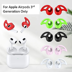 Zotech 5 Pair Anti Slip Eartips Ear Hooks Cover Compatible with AirPods 3rd Generation [NOT Fit in Case] (Black, White, Green, Pink and Red, Medium Size)