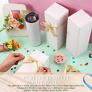 Qilery 12 Sets Gift Boxes with Ribbon for Sublimation Tumbler Gift Boxes for 12oz, 20oz, 30oz Glass Exhibition Boxes Tumbler Boxes for Shipping Cup Boxes Gift Packaging Box for Tumbler Cup (White)