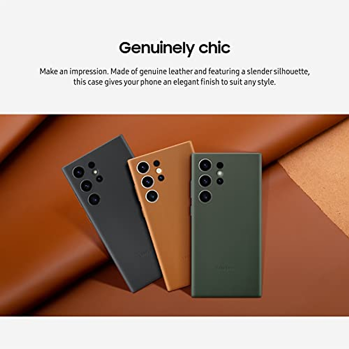 SAMSUNG Galaxy S23 Ultra Leather Phone Case, Premium Protective Cover w/Front and Back Protection, Soft Grip, US Version, EF-VS918LGEGUS, Green