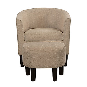 Convenience Concepts Take a Seat Churchill Accent Chair with Ottoman, Tan Fabric