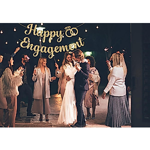 Gold Happy Engagement Banner for Bachelor party Banner, Bride to Be Engagement Decoration