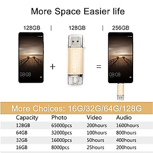 leizhan USB C Flash Drive 128GB, Type-C USB Memory Stick for Samsung Galaxy S10+, S10e, S10,S9, Note 9, S8,Google Pixel XL Thumb Drive, with USB OTG Adapter Micro and Type-C USB to USB Converter