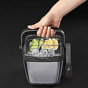 OXO Good Grips Double Wall Ice Bucket with Tongs and Garnish Tray,Gray