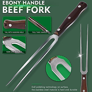 FULLHI 18pcs Butcher Chef Knife Set include meat fork High Carbon Steel Cleaver Kitchen Knife Whole Tang Vegetable Cleaver Home BBQ Camping with Knife Bag (18pcs)