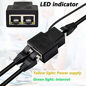 CERRXIAN RJ45 Network Splitter Adapter, RJ45 1 to 2 Female LAN Ethernet Network Splitter 2 Devices Share The Internet at The Same Time for Cat5, Cat5e, Cat6