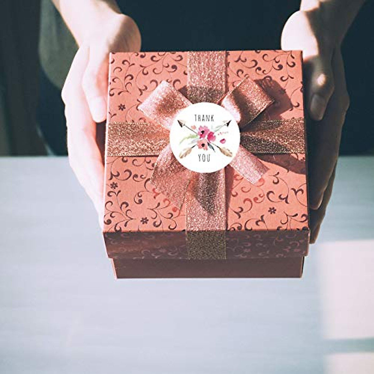 Berst 1inch Thank You Stickers/Adhensive Kraft Paper/Envelope,Packages,Gift,Letter,Bottle,Present for Sealing or Decoration/Father's Day/Mother's Day(500pcs/Roll) (Thank You-6)