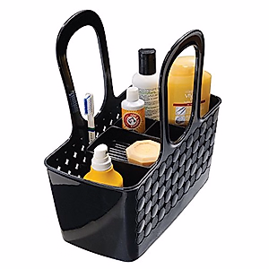 InterDesign Orbz Small Bathroom Shower Tote for Shampoo, Cosmetics, Beauty Products with Divided Compartments – Pack of 4, Black