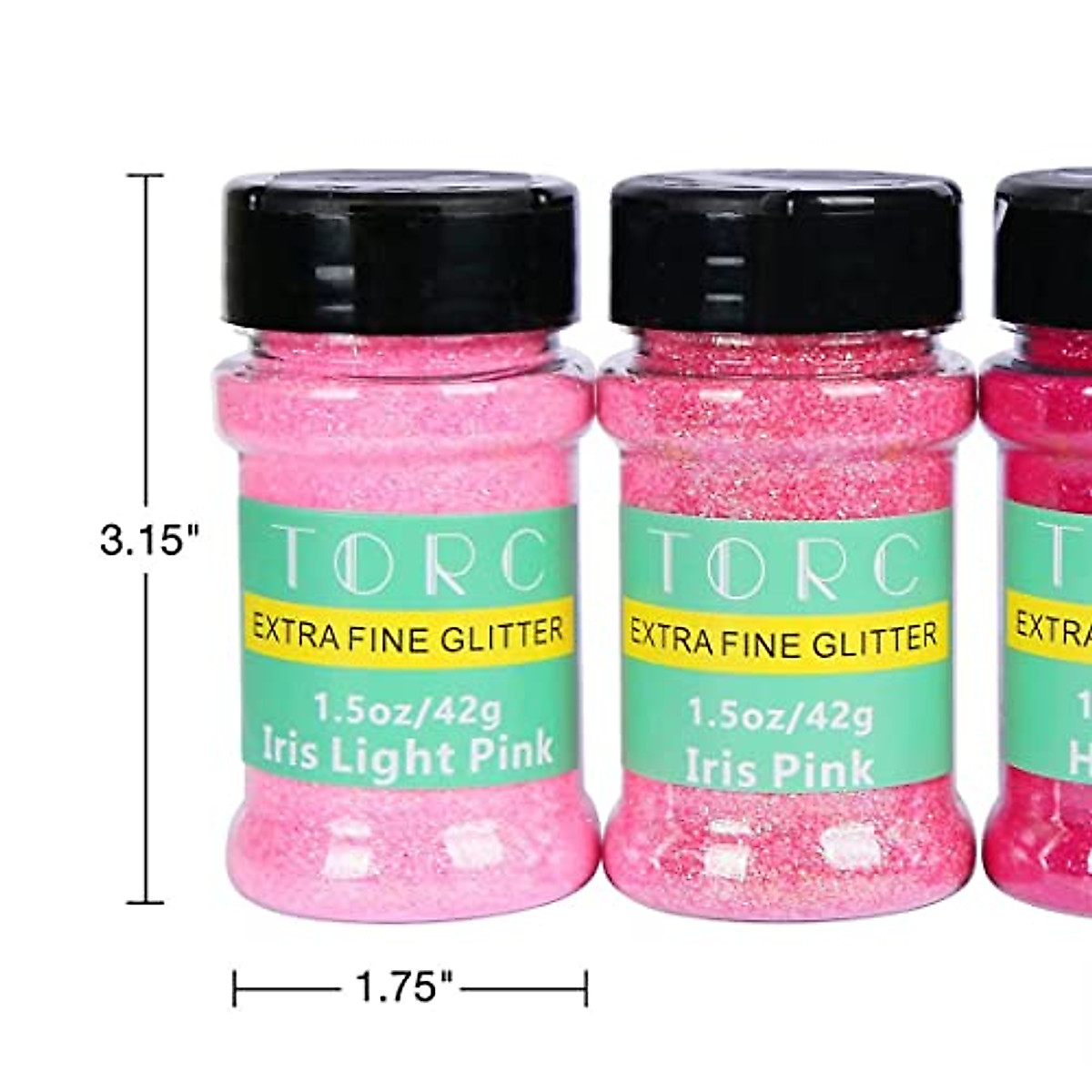 TORC 6 oz Pink Fine Glitter Set, Iridescent Pink Hot Pink Fine Glitter for Resin Crafts Tumblers Slime Cosmetic Nail Art Makeup Festival Decor