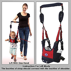 Baby Walker Toddler Walking Assistant, Deralaon Handheld Stand Up and Walking Learning Leash Kids Safety Breathable Walking Harness Walker for Baby 6-27 Months (Red)