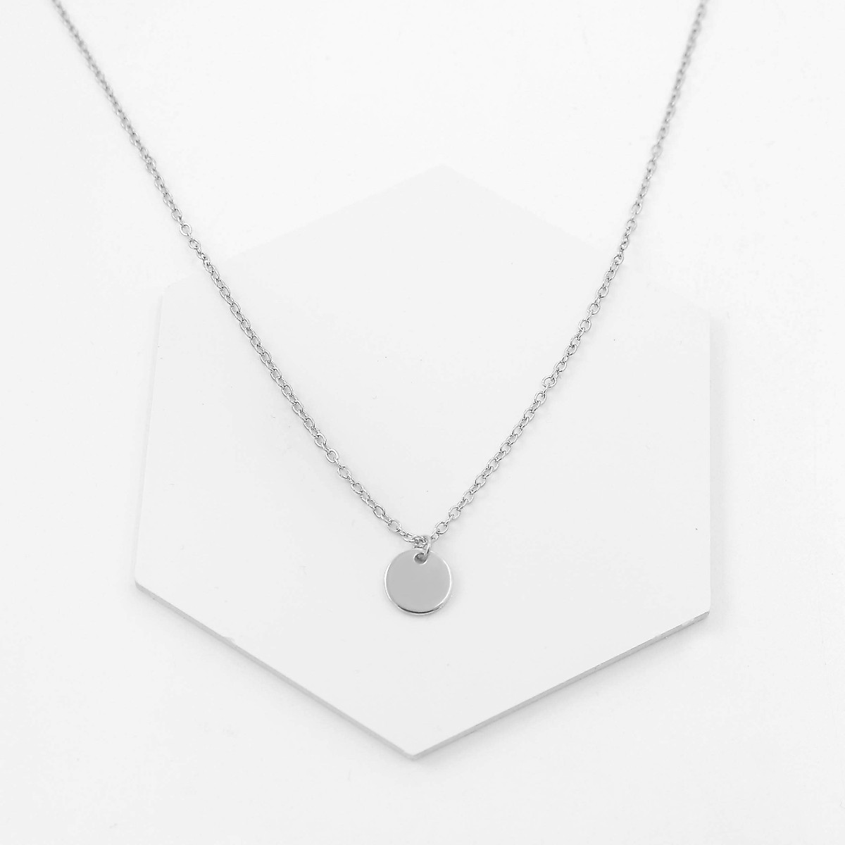 Aisansty Silver Choker Necklaces for Women Handmade Dainty Satellite Bead Chain Coin Pendant Layered Necklace