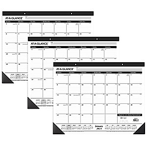 AT-A-GLANCE Desk Calendar 2023, Office Desk Pads, Monthly, 21-3/4" x 17", Large, Ruled Blocks, 3 Pack (AZSK2400)