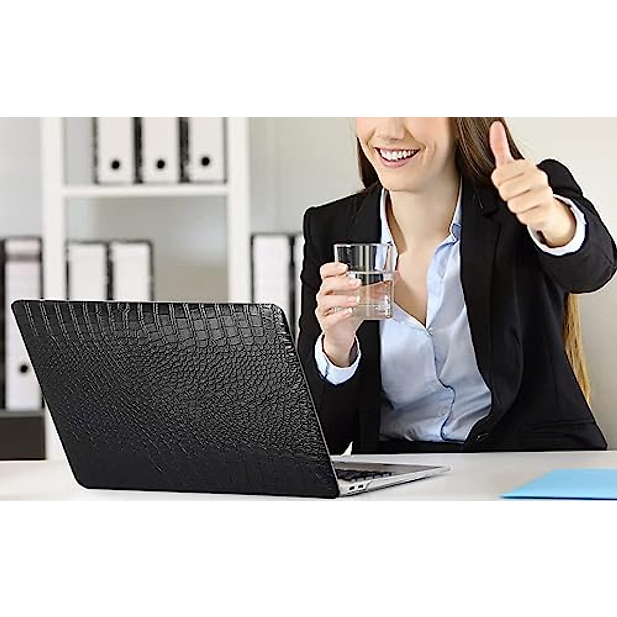 AMCJJ Compatible with MacBook Air 15 inch Case 2024 2023 Release M3 A3114 M2 A2941, Hard Shell Cover & Keyboard Cover & Screen Protector - Black Leather