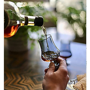 Amehla Handblown Whiskey Tasting Set of 2, 5-ounce Whisky Glasses with Water Dropper Pipette - Snifter for Sipping Bourbon Copita Scotch Glass Set for Nosing and Drinking Spirits