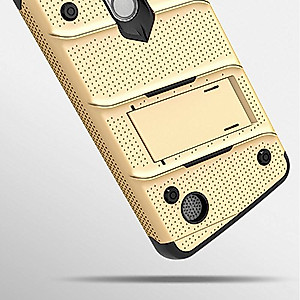 ZIZO Bolt Series LG Aristo Case Military Grade Drop Tested with Tempered Glass Screen Protector Holster LG Fortune Gold Black