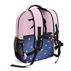 Eiis Gymnastics Stars Pink Blue Students Personalized School Backpack for Kid-Boy /Girl Primary Daypack Travel Bookbag,P22889,One Size