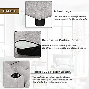 Verfur L Shaped Sectional Sofa with Pull Out Bed, Modern Button Tufted Convertible Sleeper Couch, Linen Fabric Upholstered 3 Seater Corner Sofa&Couch with Reversible Storage Chaise and Cup Holder