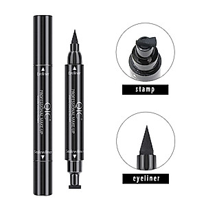 Winged Black Liquid Eyeliner Set - 4 PCs Dual Ended Matte Eye Liner Pen & Wing Stamp, Long Lasting and Smudge Proof Eye Makeup for Women