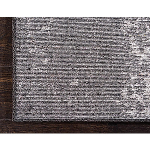Unique Loom Del Mar Collection Area Rug - Lucille (9'x 12' Rectangle, Dark Gray/ Ivory)