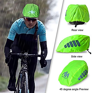 ayamaya Bike Helmet Cover with Reflective Strip, High Visibility Waterproof Cycling Bicycle Helmet Rain Cover Windproof Dustproof Breathable Road Bicycle Helmet Water Cover Ride Gear