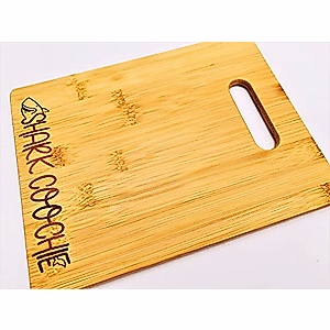 Shark Coochie 9.5"x13" (charcuterie board) Engraved Bamboo Wood Cheese Cutting Board with Handle Butter Board