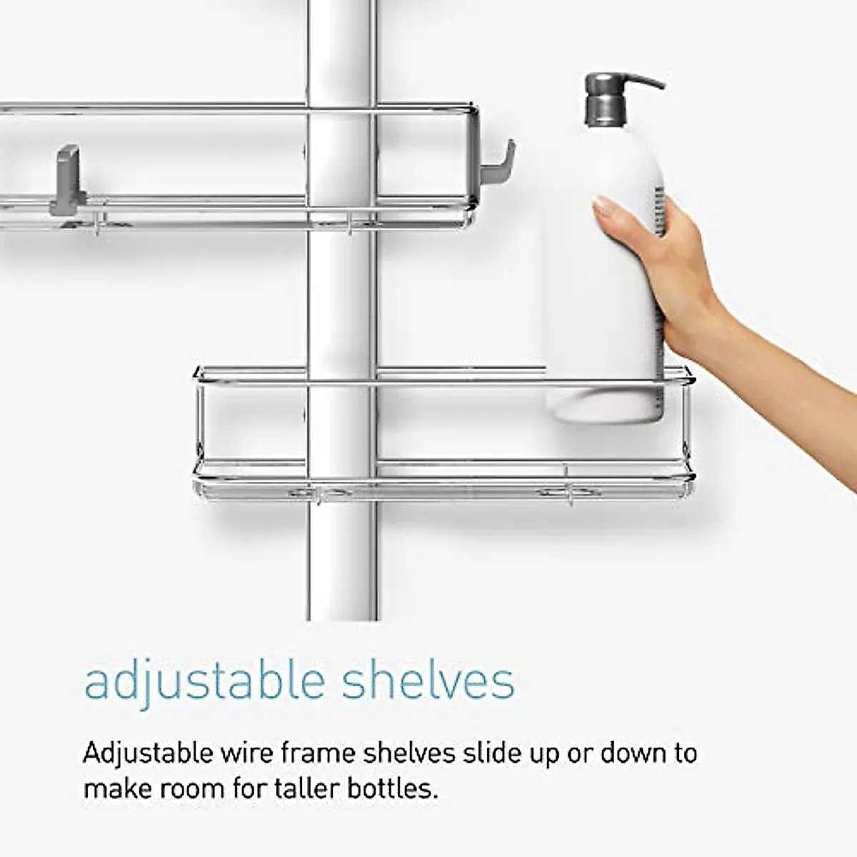 simplehuman Adjustable Shower Caddy, Stainless Steel and Anodized Aluminum
