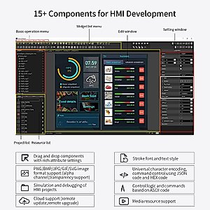 SCBRHMI 4.3 Inch Intelligent LCD HMI Serial Display Module with Program + Touch Screen + Free Powerful Software for Equipment Control Panel Arduino Raspberry pi ESP 32 ESP8266 STM32