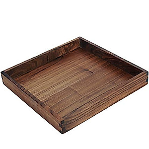 MAGIGO 12 x 12 Inches Small Square Black Walnut Wood Ottoman Tray, Serve Tea, Coffee or Breakfast in Bed, Classic Wooden Decorative Serving Tray