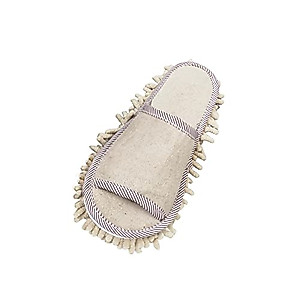 Leefasy Mop Slippers Men Women Cleaning Shoes Microfiber Mute Cleaner Detachable Practical Mopping Slippers Cleaning Sandals for Floor Polishing, Beige