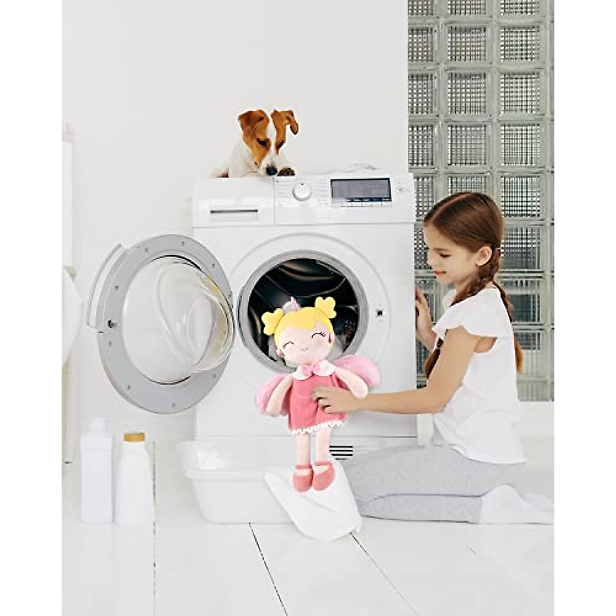 GAGAKU Soft Baby Doll Plush Unicorn Girl Angle with Wings 17” Cute Plush Baby Toys for Baby and Toddler - Pink