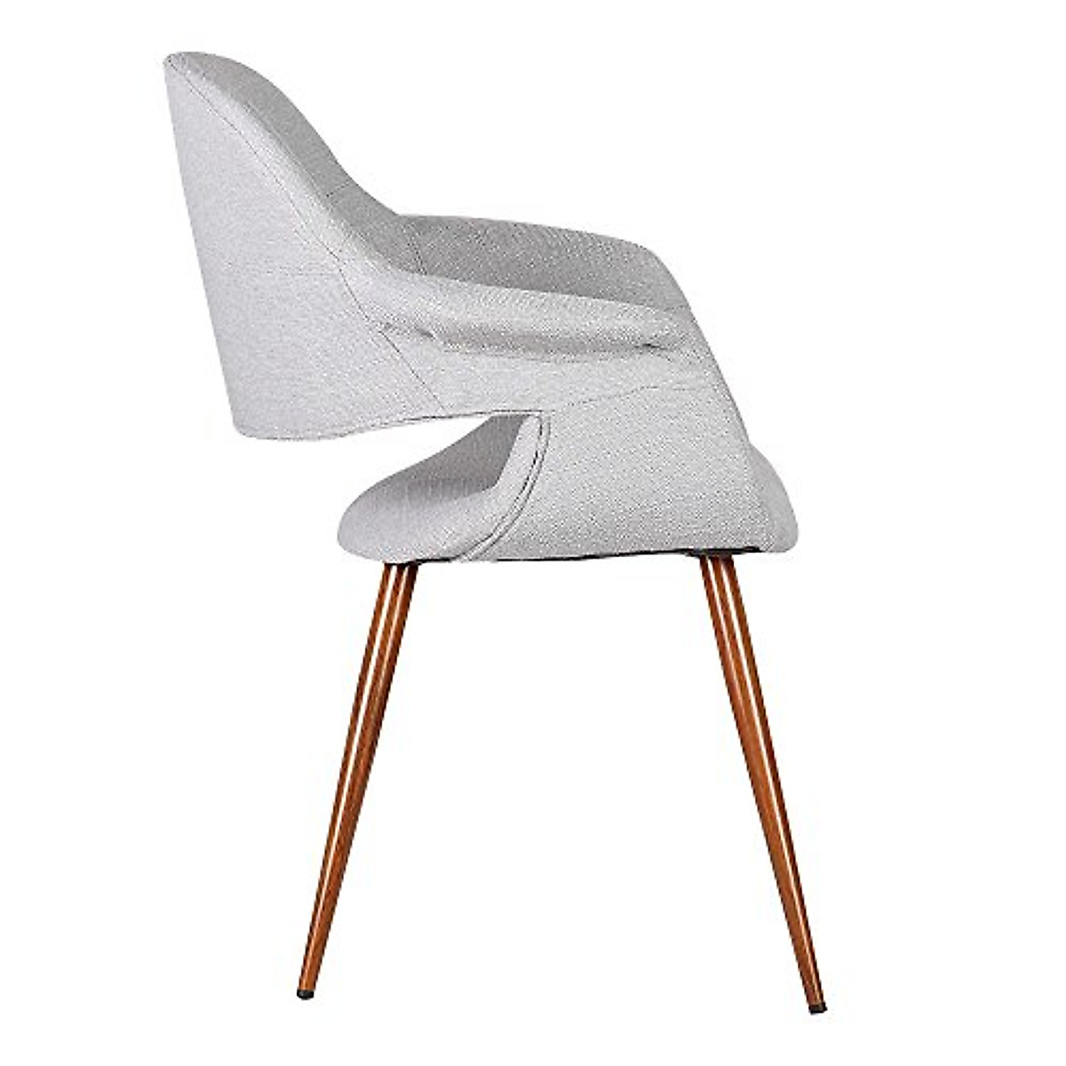 Armen Living Phoebe Mid-Century Modern Fabric Upholstered Dining Chair for Kitchen Table Office Desk Vanity, 24D x 25W x 33H Inch, Gray