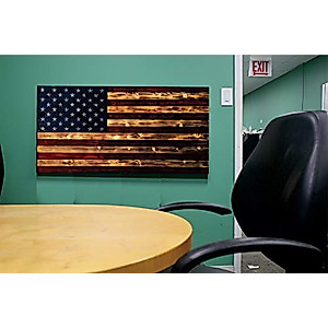 BackYardGamesUSA Premium Wood Wall Art Decor - PATRIOTIC Flags - 24x48 or 12x24, Ready to Hang Home Decor Picture for Living Room (Rustic Wood Flag, 24x48)