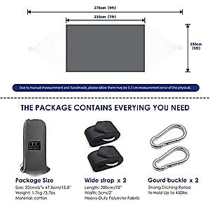 Gold Armour Hammock, Brazilian Style Hammock with Tree Straps for Hanging Durable Hammock, Portable Single Double Hammock for Camping Outdoor Indoor Patio Backyard (Dark Gray)